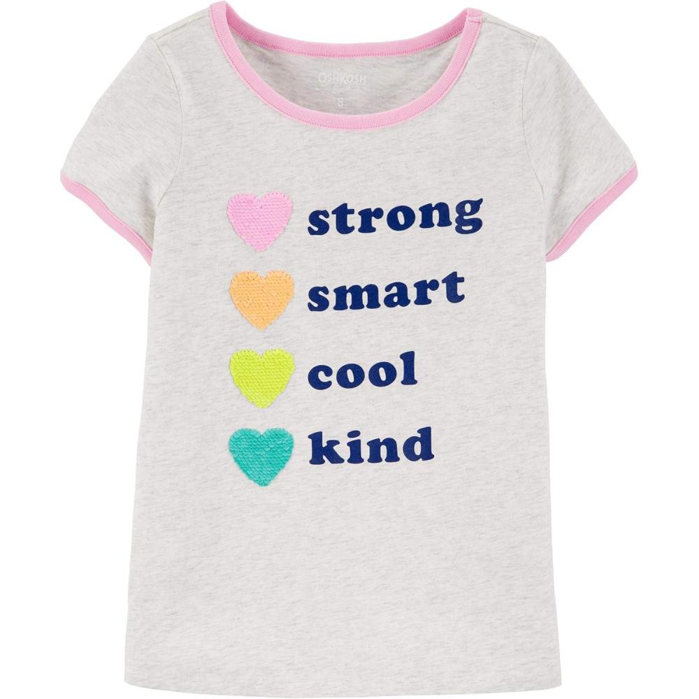 OshKosh B’Gosh Girls’ Sequin Tee(Heather Grey Pink) - OshKosh B'Gosh ...